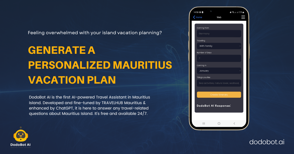 Generate an AI Travel Itinerary Plan for Mauritius Island